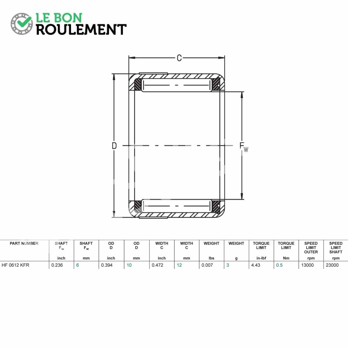 Roue libre à aiguilles HF0612-KFR-INA | Le Bon Roulement