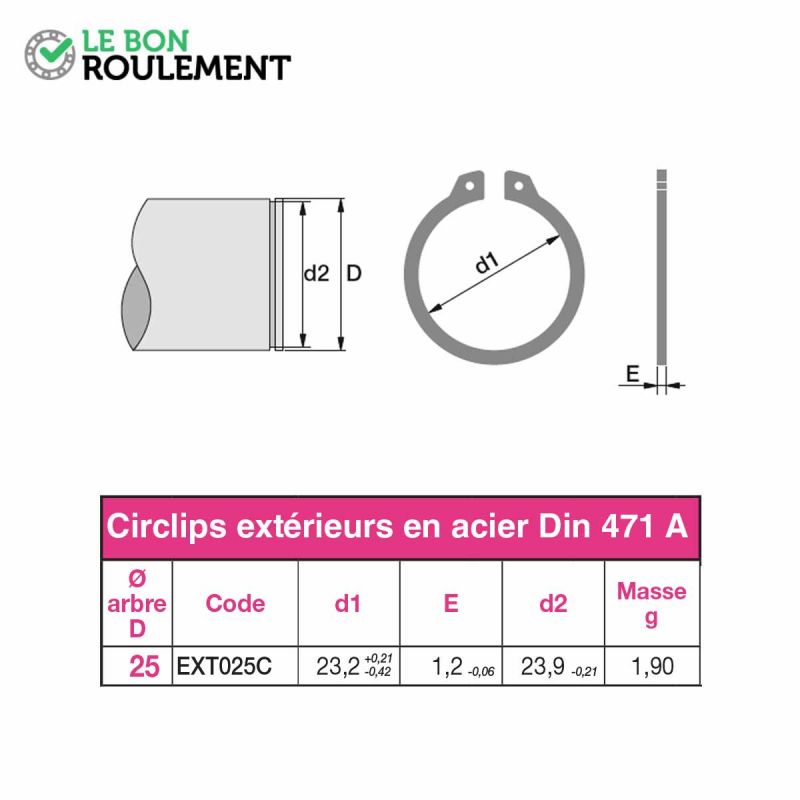 Circlips extérieur CE25A | Le Bon Roulement