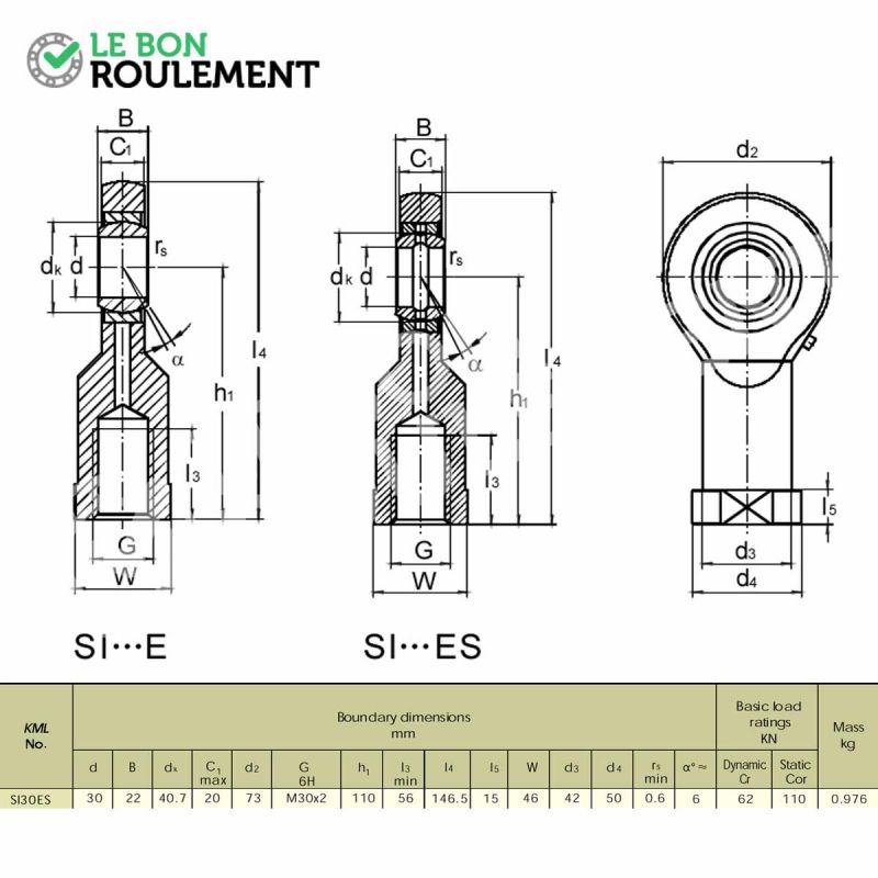 Embout à rotule femelle SI30ES-KML | Le Bon Roulement