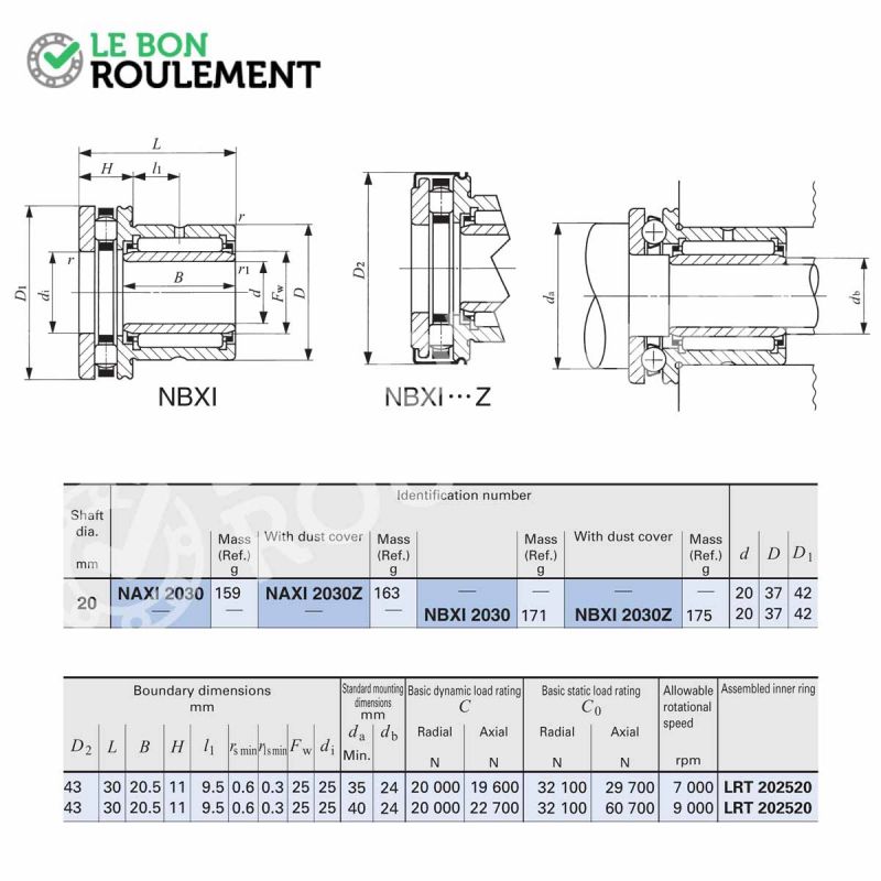 Roulement à aiguilles NBXI2030-Z-IKO | Le Bon Roulement
