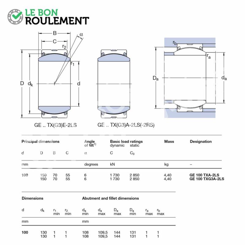 Rotule radiale GE100-TXA-2LS-SKF | Le Bon Roulement