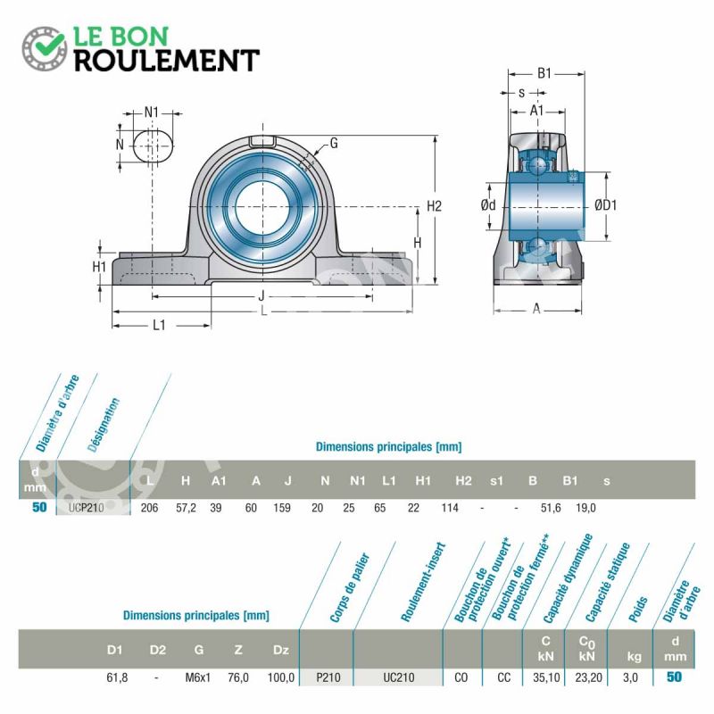 Palier fonte UCP210-SNR | Le Bon Roulement