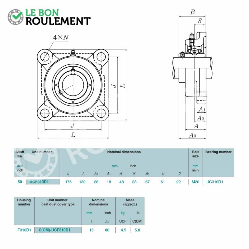 Palier fonte UCF310-D1-NTN | Le Bon Roulement