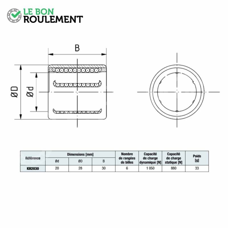 Douille à billes KH2030-LL-3AS-NTN | Le Bon Roulement