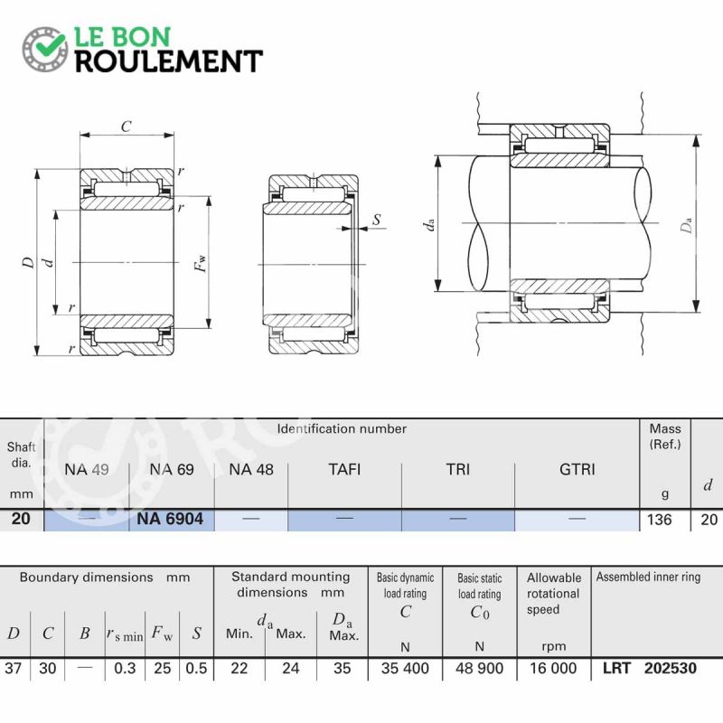 Roulement à aiguilles NA6904-IKO | Le Bon Roulement