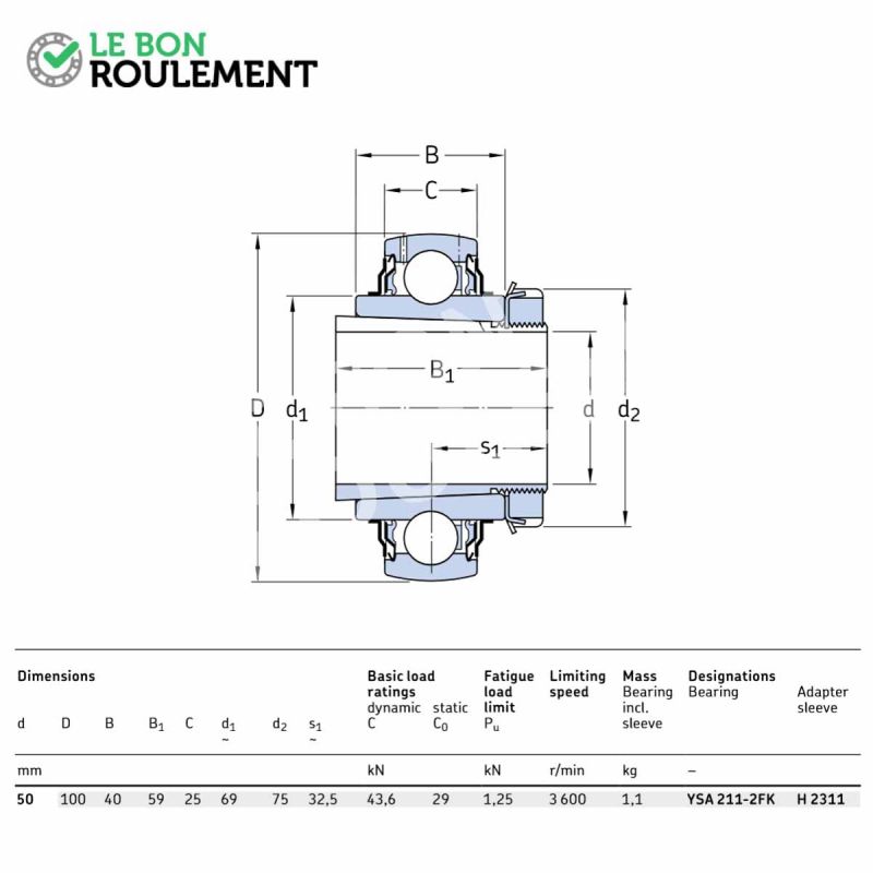 Roulement de palier UK211+H2311-SKF | Le Bon Roulement