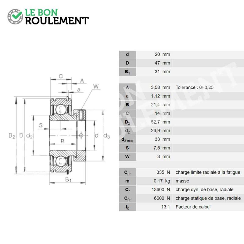 Roulement de palier RAE20-NPP-NR-INA | Le Bon Roulement