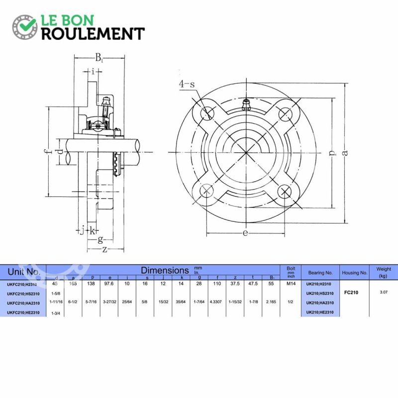 Palier fonte UKFC210+H2310 | Le Bon Roulement