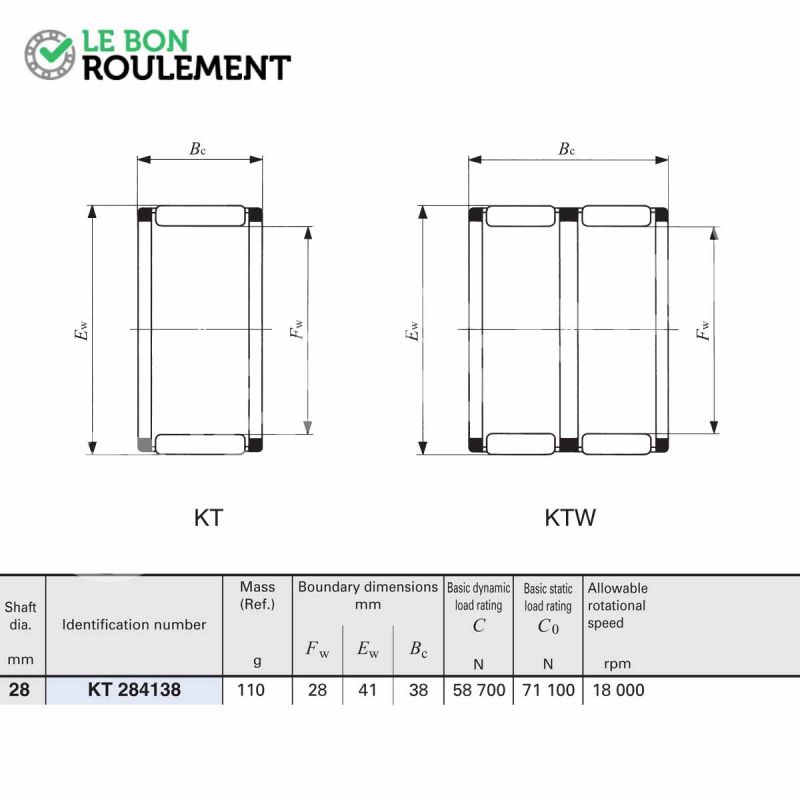 Cage à aiguilles KT28X41X38-C3-IKO | Le Bon Roulement