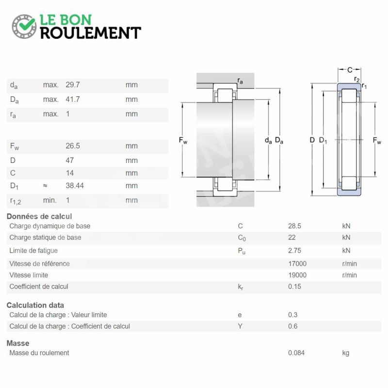 Roulement à rouleaux cylindriques RNU204-ECP-SKF | Le Bon Roulement