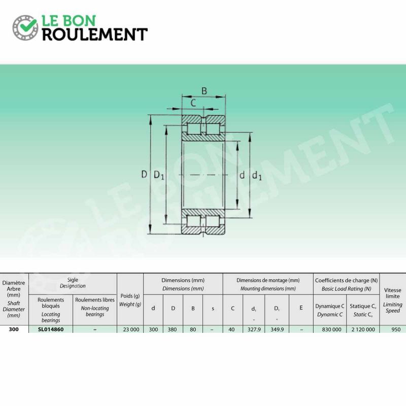 Roulement à rouleaux cylindriques SL014860 | Le Bon Roulement