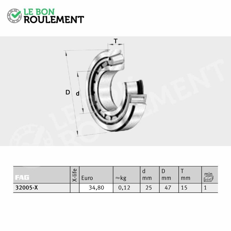 Roulement à rouleaux coniques 32005-X-FAG | Le Bon Roulement