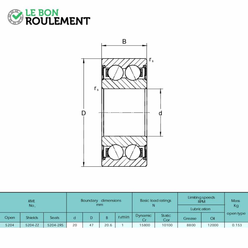 Roulement à billes 3204-2RS-ATN9-KML | Le Bon Roulement